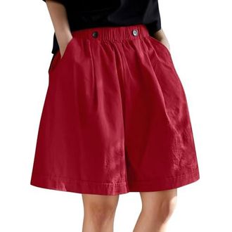 Generic Short d&eacute;t&eacute; l&eacute;ger pour Femme - Bermuda - Coupe Droite - en Mousseline - avec Poches - Taille &eacute;lastique - D&eacute;contract&eacute; - Longueur Genou - pour lext&eacute;rieur