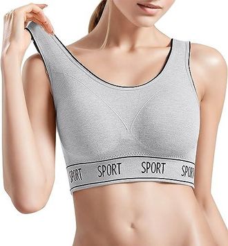 Generic Soutien-gorge de sport long sans armatures rembourr&eacute; avec soutien moyen pour yoga, gym, course &agrave; pied, entra&icirc;nement 2026, gris, Taille unique