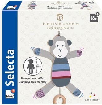 Selecta 64027 Hampelmann Affe, 26 cm, aus Holz, bellybutton by selecta