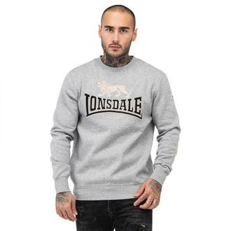 Lonsdale Sweat-shirt &agrave; col rond pour homme, coupe normale, Lawins Marl Grey/Black/Grey L, gris