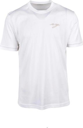 Eleventy Homme, Tops, Blanc, Taille: S T-Shirt &agrave; Col Rond