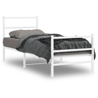 vidaXL Bettgestell mit Kopf- und Fu&szlig;teil Metall Wei&szlig; 80x200 cm Vidaxl
