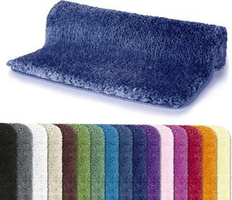 Spirella Badteppich Badematte Duschvorleger Mikrofaser Hochflor | flauschig | rutschhemmend | geeignet für Fußbodenheizung | 80x150 cm | Marineblau