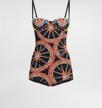 Dolce & Gabbana Badeanzug Mit Balconette-ausschnitt In Carretto-print - Frau Bademode Multicolor 5