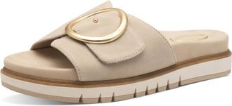 Tamaris Comfort Damen Pantoletten aus Leder Elegant, Beige (Beige), 38 EU