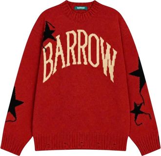 Barrow Barrow - Pull &agrave; col rond avec logo et finitions c&ocirc;tel&eacute;es - Homme - Pulls - Rouge - Taille: XS