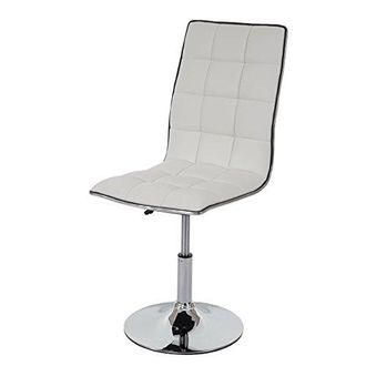 Mendler Chaise de Salle &agrave; Manger HWC-C41 r&eacute;glable en Hauteur Similicuir Blanc