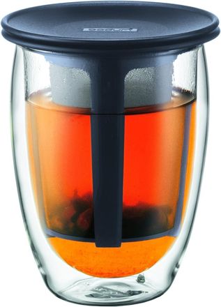 Bodum Doppelwandiges Glas mit Teesieb - 1 St&uuml;ck - 450ml Teebecher mit Filter - Sp&uuml;lmaschinenfest - Mundgeblasenes Borosilikatglas