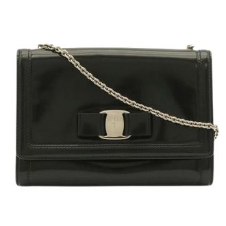 Ferragamo Pre-owned Vara Patent Leather 2way Shoulder Bag - Femme - Pre-owned - Noir - Taille: ONE Size