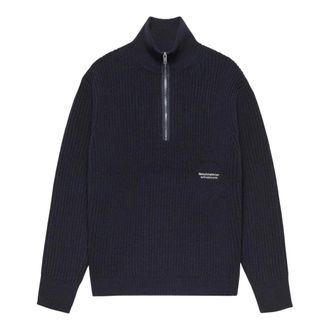New Amsterdam Surf Association Gestrickter Halb-Rei&szlig;verschluss - - Knitwear - Herren - Blau - L