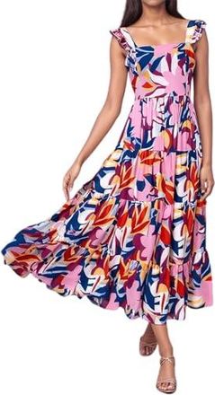 Generic Robes boh&egrave;me 2026 pour femmes, robe d&eacute;contract&eacute;e avec motif imprim&eacute;, sorties et maison, parfait pour le printemps et l&eacute;t&eacute;, bleu, XL