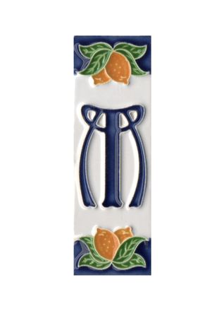 Generic Hausnummern, italienische Keramik-Zahlen und Buchstaben, Zitronendesign, Fliesengr&ouml;&szlig;e: 10 cm x 3,5 cm (Buchstabe M)