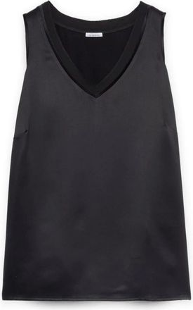 Fiorella Rubino Femme, Tops, Noir, Taille: 42 FR Top bimatière avec encolure en V