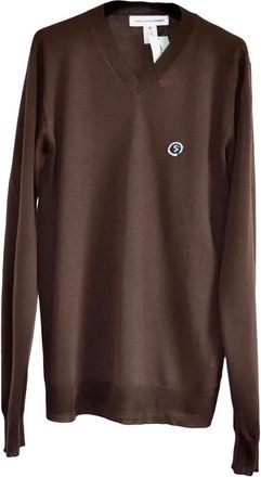 Comme Des Gar&ccedil;ons Comme Des Garcons Brown Wool V Neck Jumper Size S