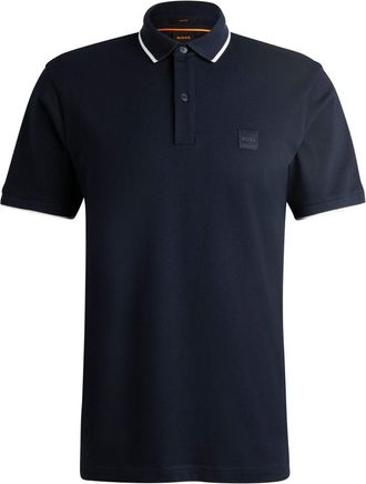 HUGO BOSS Piqu&eacute;-Poloshirt mit gummiertem Label-Emblem, Slim Fit in
