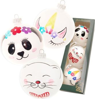 Krebs Glas Lauscha Weihnachtsdekoration/Christbaumschmuck aus Glas - Weihnachtskugeln - Motiv: Modern Pop Tiere - 3 St&uuml;ck - Gr&ouml;&szlig;e: ca. 8 cm