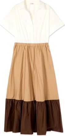 Oltre Femme, Robes, Brun, Taille: 44 FR Long Color Block Dress