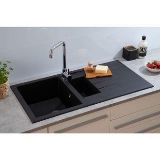 Respekta K&uuml;chensp&uuml;le Einbausp&uuml;le Sp&uuml;le Granit Mineralite 100x50 Schwarz Respekta Houston