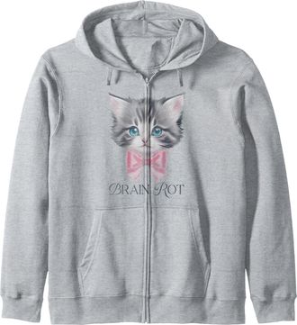Trendy Apparel Brain Rot Cute Kitten with Big Pink Bow Kapuzenjacke