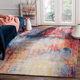 Safavieh Traditionell Teppich für Wohnzimmer, Esszimmer, Schlafzimmer - Bristol Collection, Kurzer Flor, Blau und Rost, 155 X 229 cm