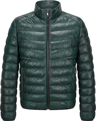 Milestone Herren Lederjacke grün unifarben