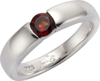 Jamelli Ring Silber 925 rhodiniert mit echtem Granat