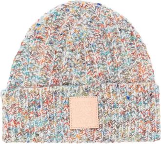 Loewe bonnet côtelé à patch logo - Blanc