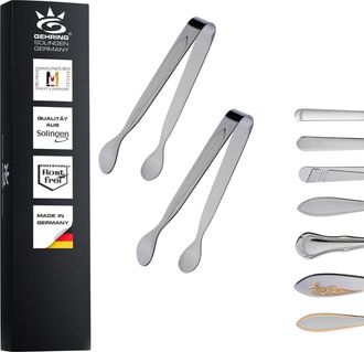 Gehring Gehring Solingen Focus Zuckerzange 2er Set I Servierzange f&uuml;r Candybar I Mini Zuckerzange Edelstahl I Eisw&uuml;rfelzange I sp&uuml;lmaschinengeeignet I Made in