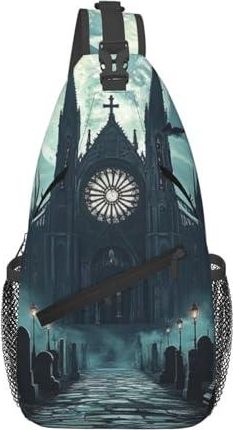 Generic Castle Moon And Church Ghost Cemetery Sac &agrave; bandouli&egrave;re de voyage pour homme Sac &agrave; dos de randonn&eacute;e
