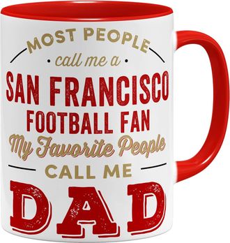 OM3 San-Francisco-Fan Tasse - Keramik Becher - American Football Mug - 11oz 325ml - Beidseitig Bedruckt - Rot