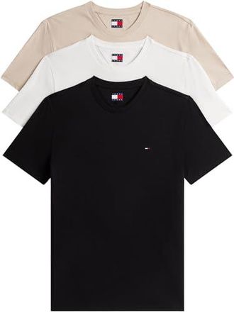 Tommy Jeans TJM Xslim 3 Pack Tee Ext Dm0Dm21579 T-Shirt S/S, Multi (Black/Gulf Sand/Ecru), XL Homme