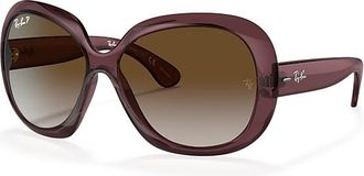 Ray-Ban Jackie Ohh II Transparent Sonnenbrillen Braun Transparent Fassung Grau Glas Polarisiert 60-14