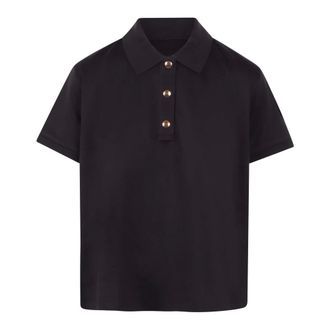 Moncler Femme, Tops, Noir, Taille: 38 FR Polo en coton finition satin&eacute;e