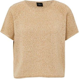 s.Oliver Kurzarmpullover Strickpullover Strickpullover im Relaxed Fit mit U-Boot-Ausschnitt