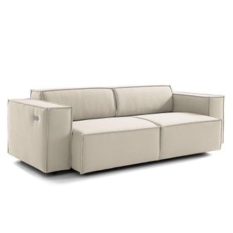 Studio Copenhagen home24 2,5-Sitzer Sofa Wei&szlig;/Altwei&szlig; Webstoff Osta 223 x 70 x 96cm Sitztiefenverstellung Modern