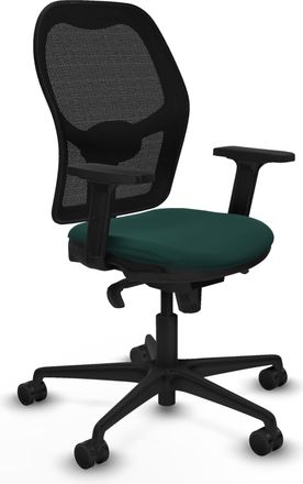 Piqueras y Crespo B&uuml;rostuhl mit 2D-Armlehnen, h&ouml;henverstellbare Lendenwirbelst&uuml;tze, mit 5 Positionen und Schaumstoff, 65 mm Nylon, Schwarz/Flaschengr&uuml;n