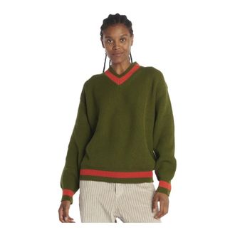 Sofie D'Hoore Pullover mit V-Ausschnitt und Kontrastkante - - Knitwear - Damen - Gr&uuml;n - S