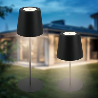 B.K.Licht LED Tischlampe kabellos IP44 mit Touch, dimmbar in Stufen, Akku & Lichtquelle tauschbar, Nachttischlampe, Leselampe, LED Lampe, Campinglampe, Tischleu