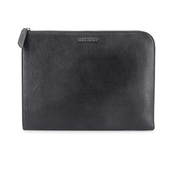 Orciani Homme, Accessoires, Noir, Taille: ONE Size Porte-documents intemporel en cuir grain&eacute; fin