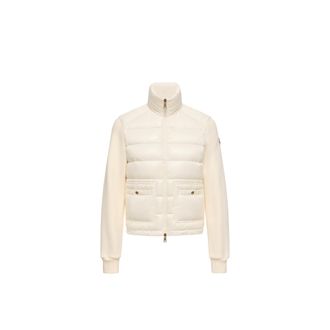 Moncler Moncler Cotton Zip-up Sweatshirt With Nylon Front, Women, White, Size: Xl
