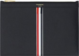 Thom Browne &eacute;tui pour tablette en cuir &agrave; bande tricolore - Noir