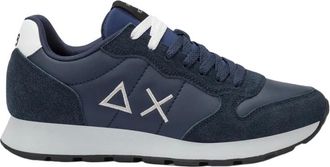 Sun 68 Homme, Chaussures, Bleu, Taille: 45 EU Baskets en cuir classiques avec logo brodé