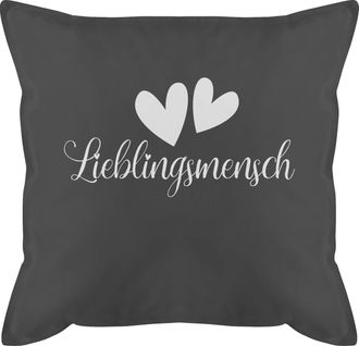 Shirtracer Kissen 50x50 - Valentinstag Partner Ideen - Lieblingsmensch - 50 x 50 cm - Grau - partnerkissen pärchen geschenke walentinstag paare motivkissen partn