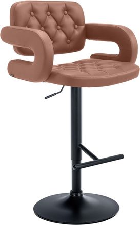 Clp Barhocker Dublin Mit Kunstleder-Bezug I Höhenverstellbar, Farbe:Cognac, Gestell Farbe:schwarz