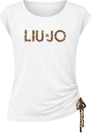 Liu Jo Femme, Tops, Blanc, Taille: 42 FR T-Shirt Jersey avec Cordon de Serrage Va6047