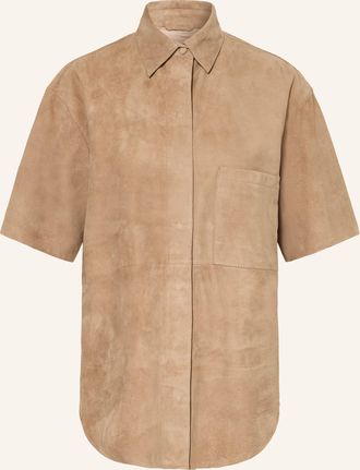 Mrs & Hugs Mrs & Hugs Hemdbluse Aus Leder beige