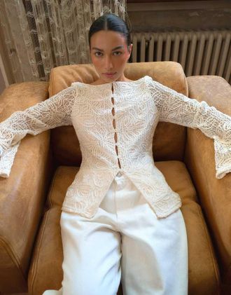 NA-KD Top boutonn&eacute; au crochet - Beige-Neutral