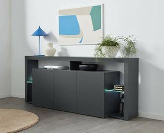 Dmora Willer Sideboard f&uuml;r Wohnzimmer, 3 T&uuml;ren, modernes Sideboard, 100 % Made in Italy, 200 x 40 x 80 cm, Anthrazit