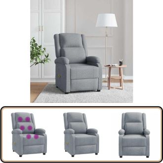 vidaXL Massagesessel Hellgrau Stoff - Massage Stuhl - Relaxsessel - Massagesessel - Fernsehsessel - Bequeme Lounge Chair