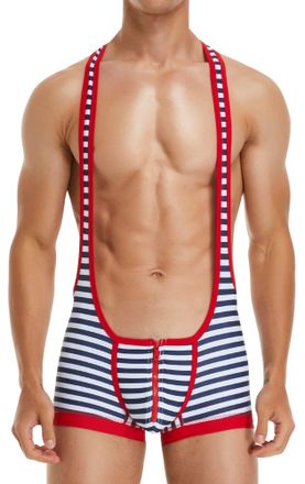 Feoya M&auml;nner Wrestling Einteiliger Anzug Athletische Unterst&uuml;tzer Slim Fit Sport Bodysuit Bauchkontrolle Tragen Gym &Auml;rmellose Triathlon Powerlifting Kleidun